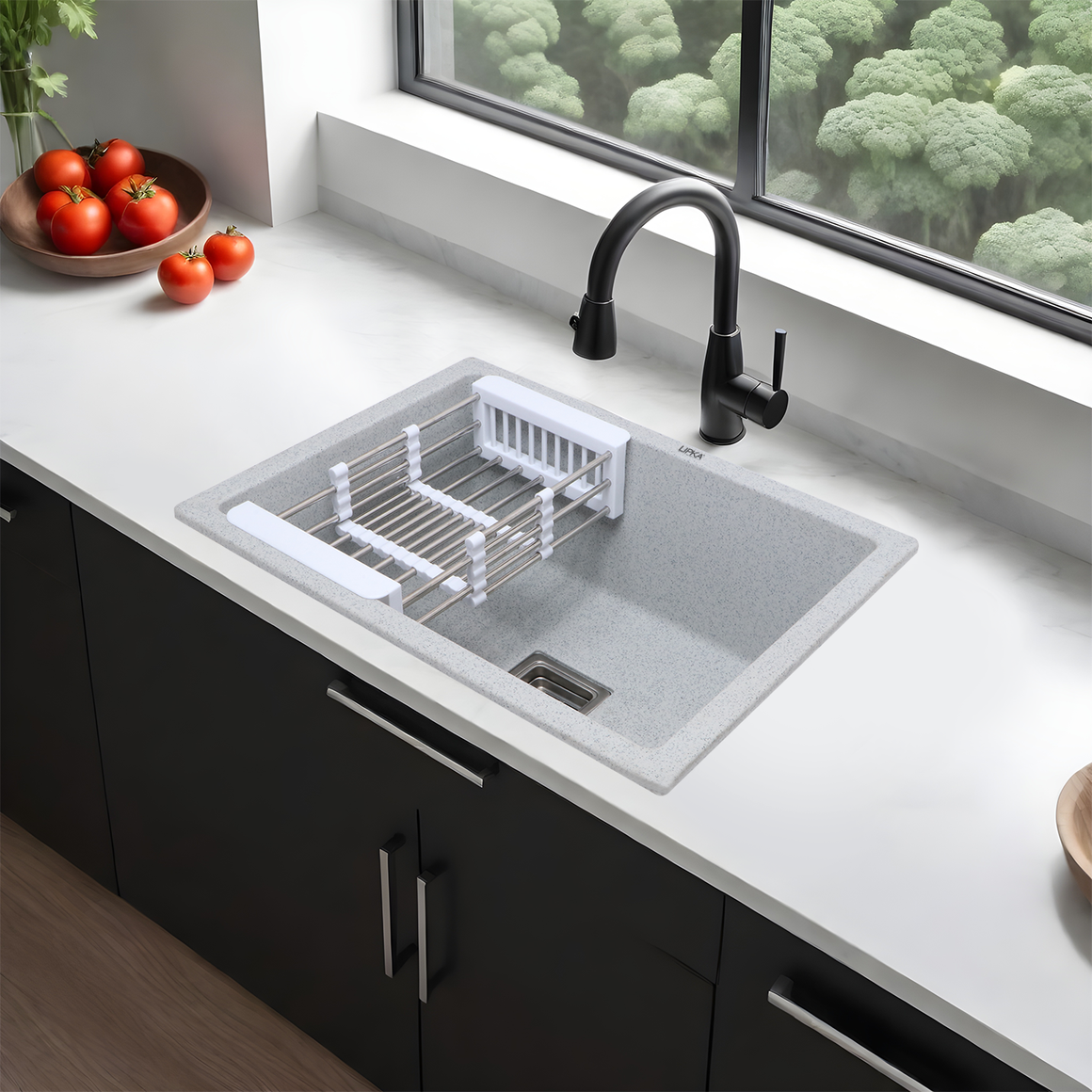 Sand Pluto Quartz Single Bowl Kitchen Sink (24 x 18 x 9 Inches) - LIPK ...
