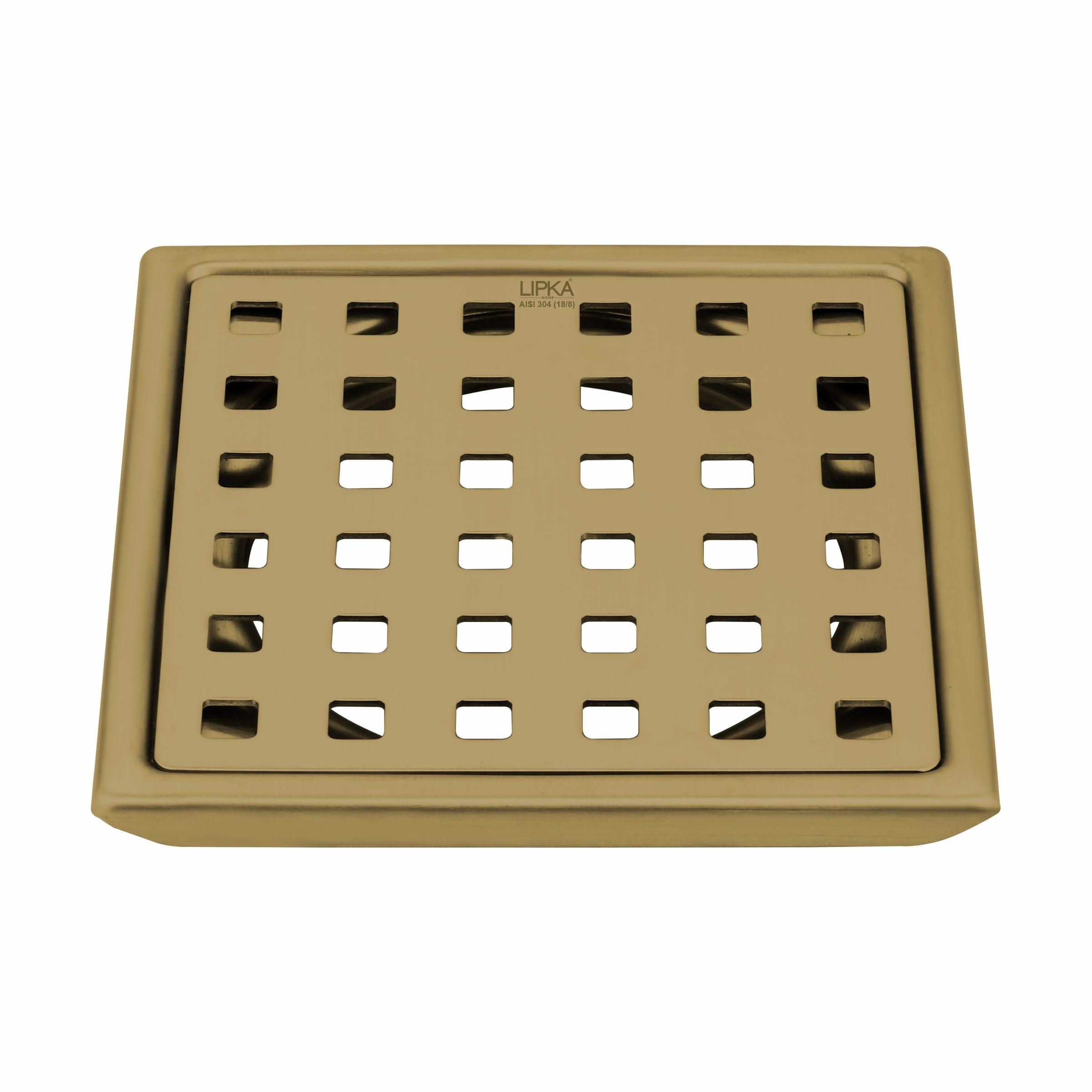 Red Exclusive Square Floor Drain in Yellow Gold PVD Coating (6 x 6 Inc ...