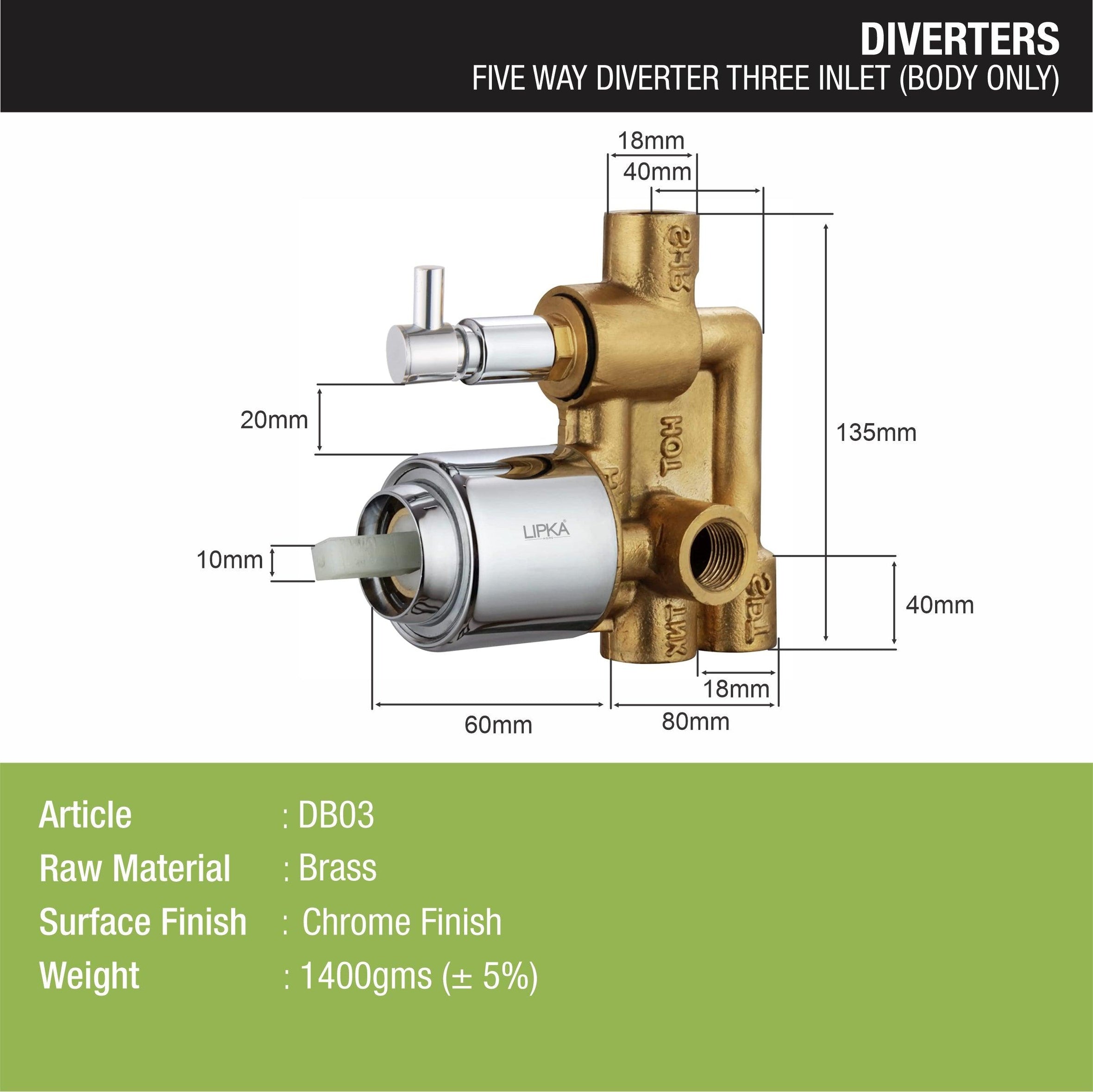 Single Lever Diverter for Bathroom Shower Fitting | Lipka Home