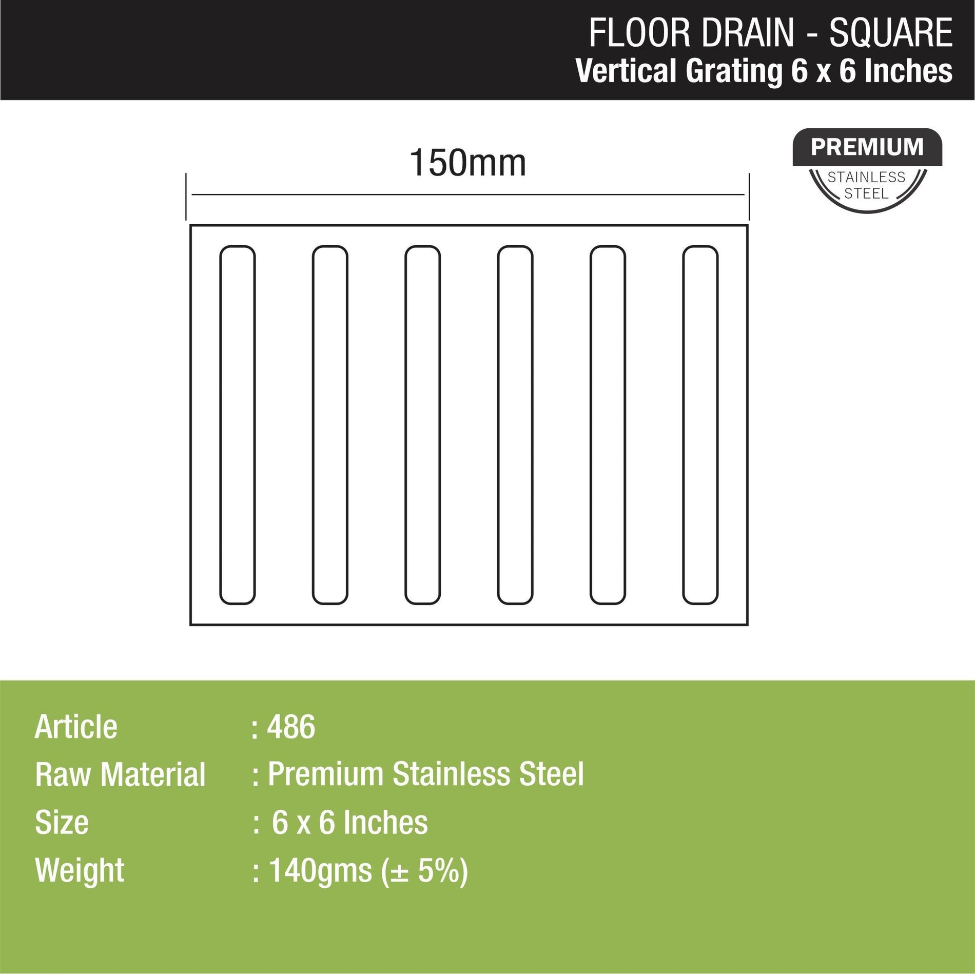 Vertical Grating Top (6 x 6 Inches) - LIPKA | Lipka Home